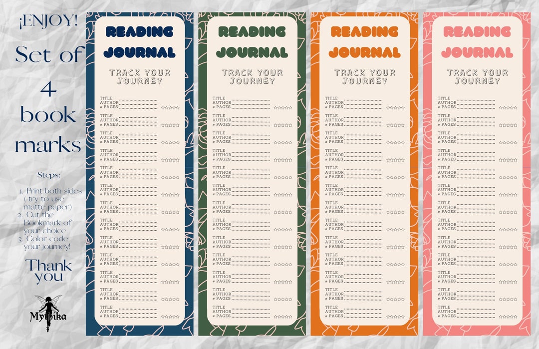 Set of 4 Bookmark Reading Tracker - Etsy