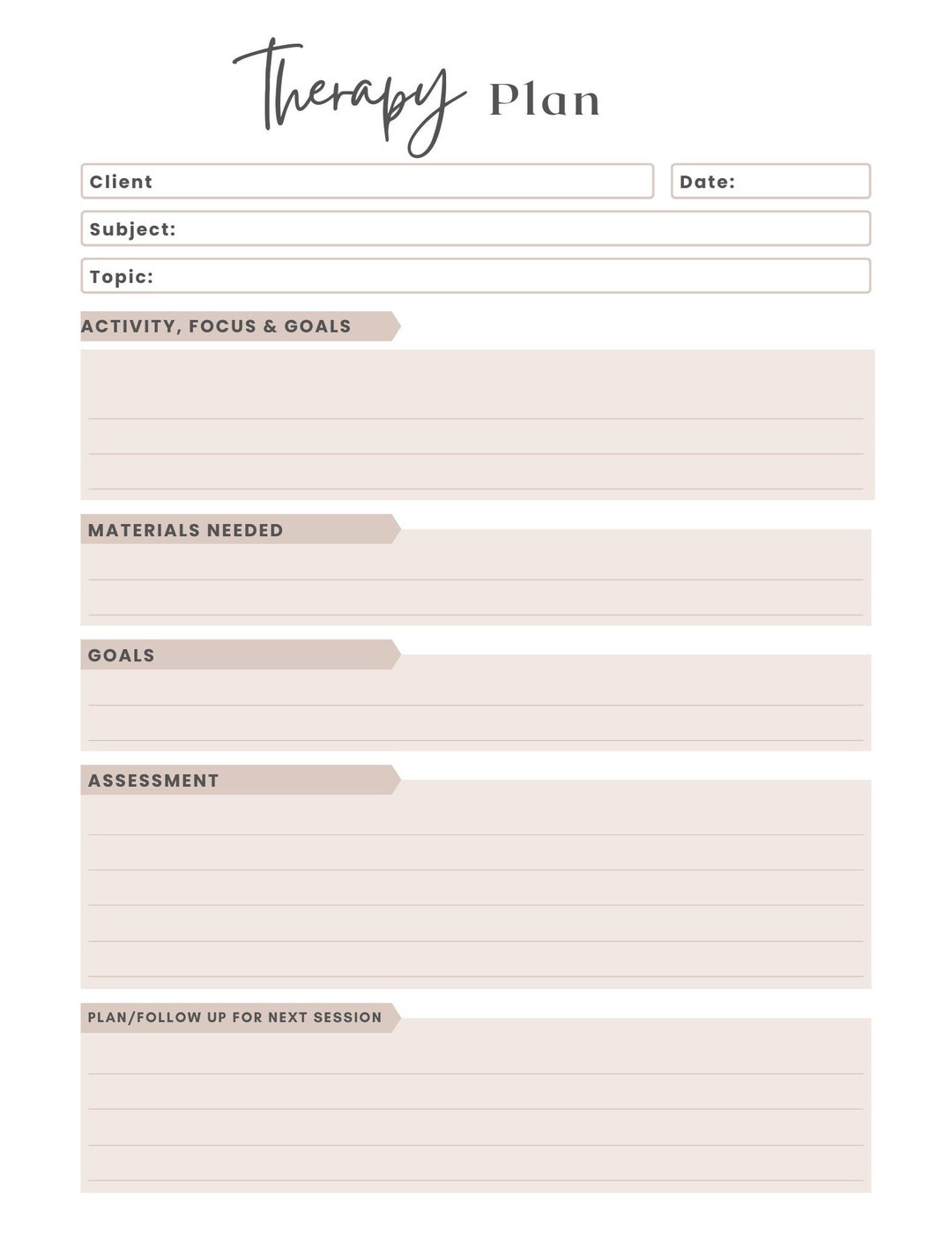 Daily & Weekly Therapy Planner - Etsy