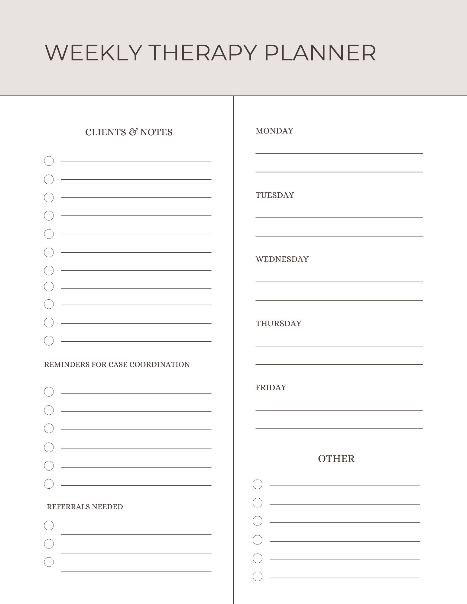 Daily & Weekly Therapy Planner - Etsy