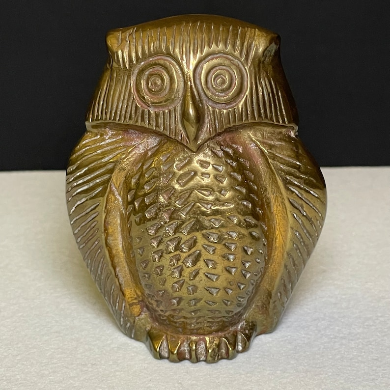 Vintage Brass Owl Figurine Sculpture India Art - Etsy