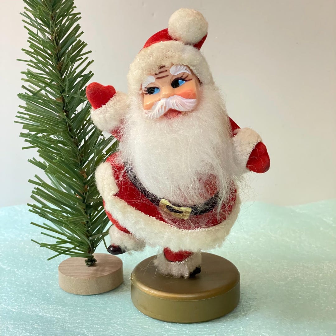 Vintage Mid Century Red Dancing Flocked Santa - Etsy