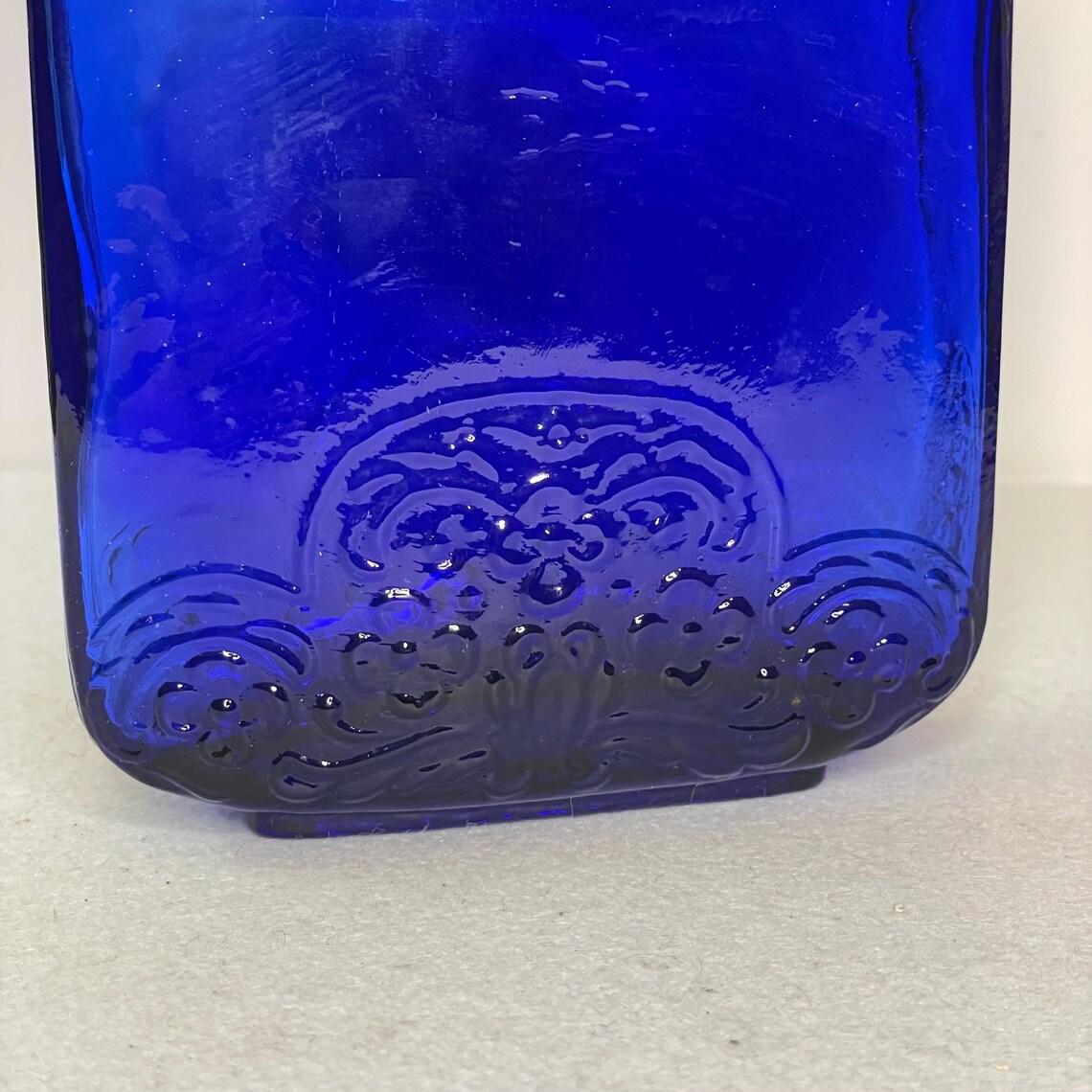 Vintage Cobalt Blue Apothecary Bottle With Scroll Design - Etsy
