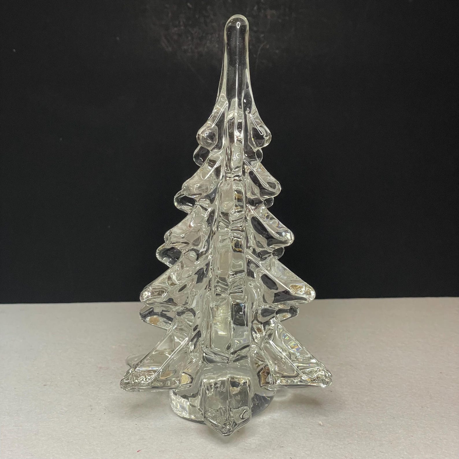 Vintage Crystal Art Glass Christmas Tree Table Top Glass Tree Sculpture ...