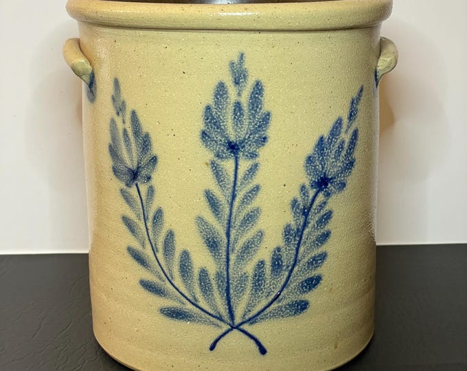 Vintage Stoneware Conner Prairie Crock Utensil Canister Hand Painted ...