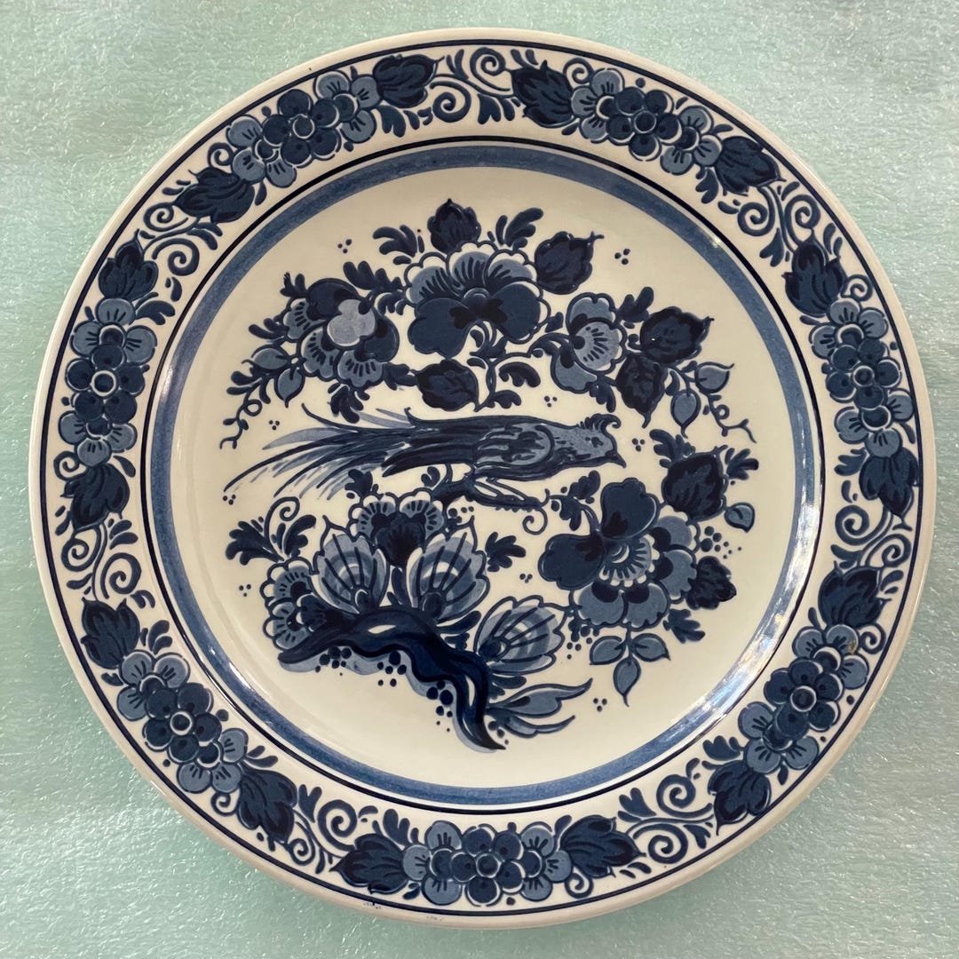 Royal Goedewageen Delf Blue Hand Pain Wall Plate Bird and Flowers - Etsy
