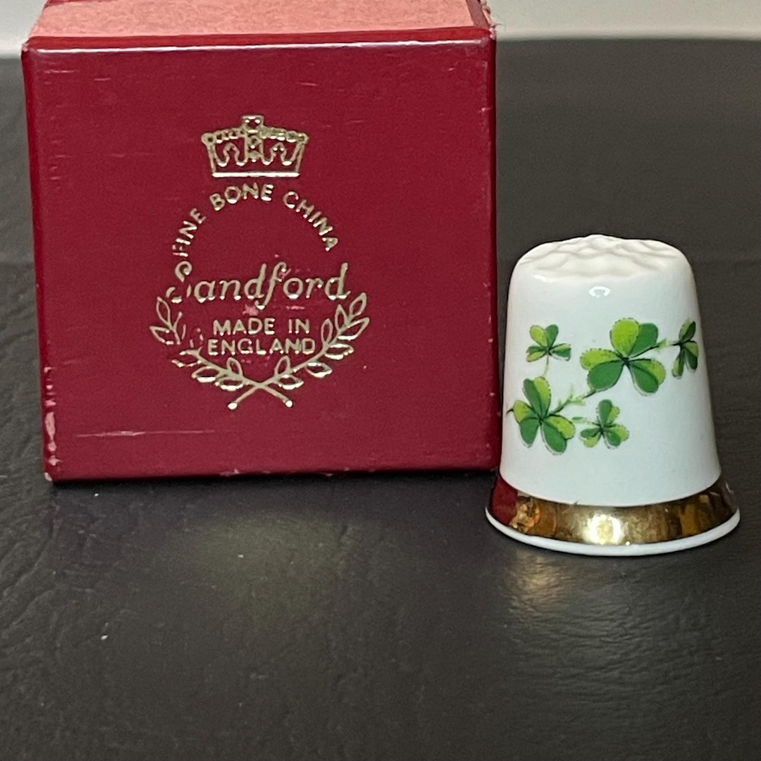 Vintage Sandford Bone China Shamrock Clover Gold Trim Thimble - Etsy