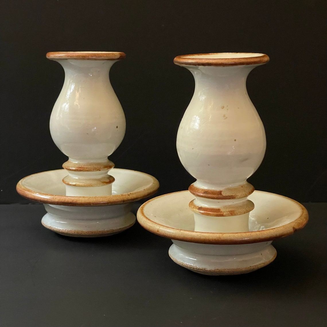 Vintage Mahon Made Stoneware Signed MMS Pair of Candle Holders Studio ...
