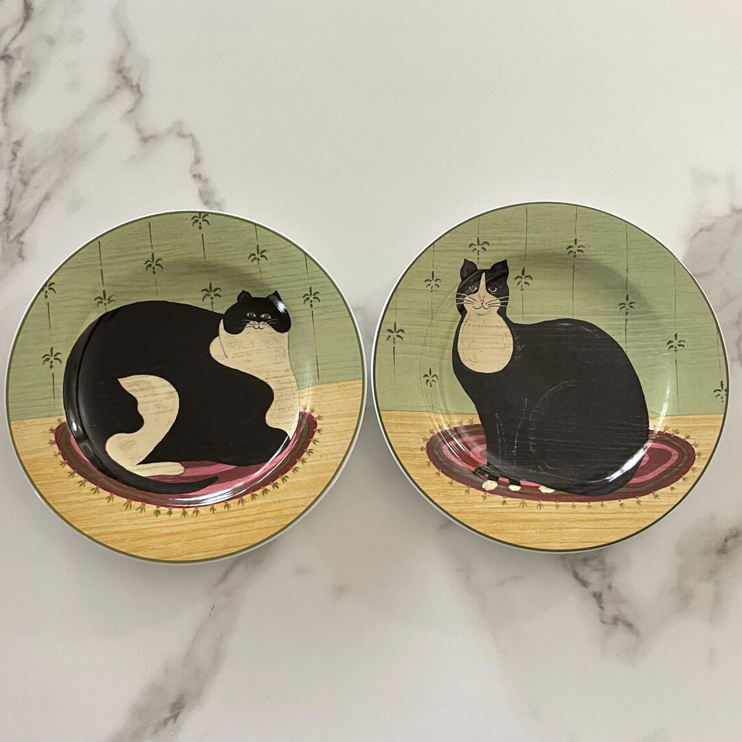 Sakura Table Warren Kimble Cat Collection Set of 2 Plates 8 - Etsy