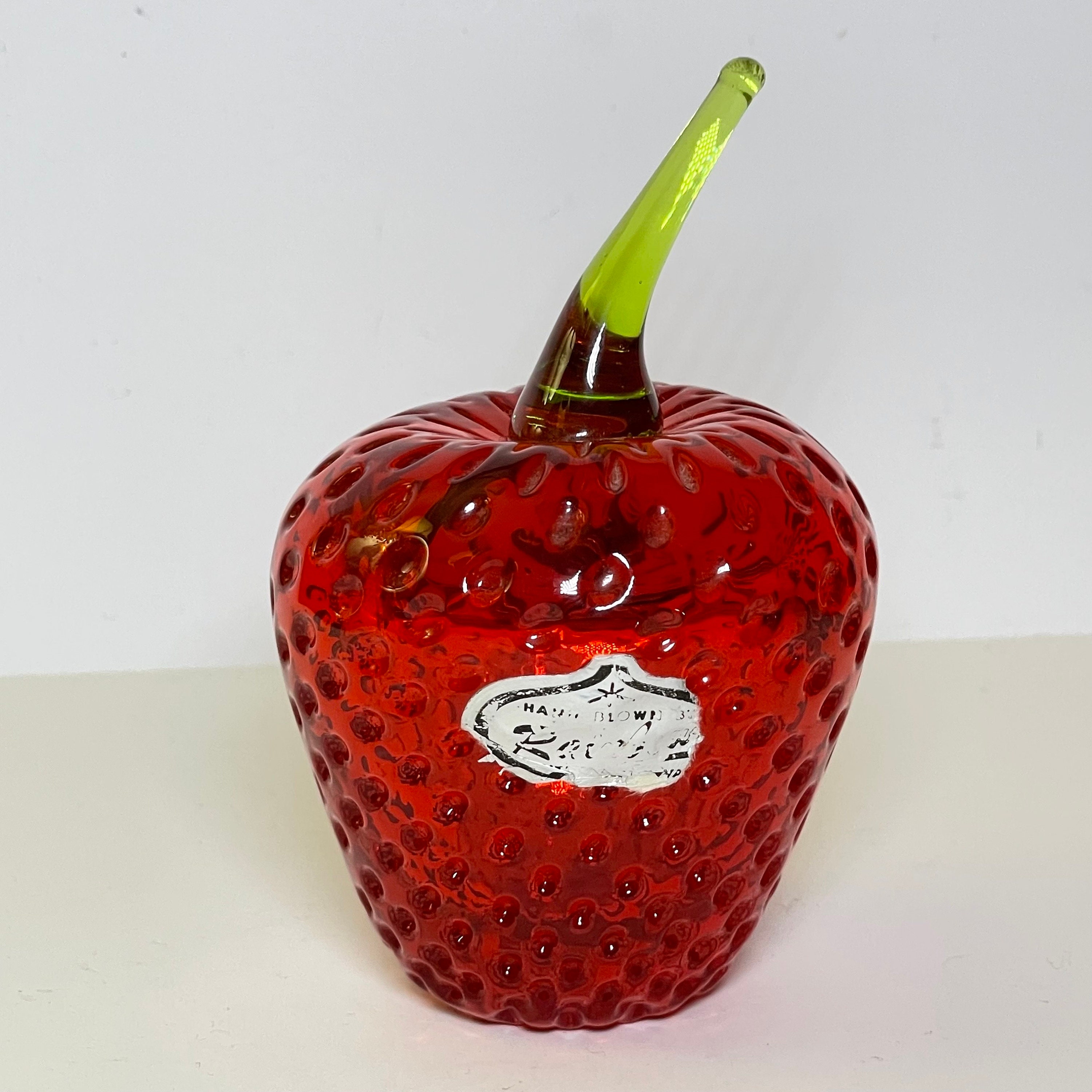 Vintage Rainbow Art Glass Chunky Red Strawberry Paperweight - Etsy