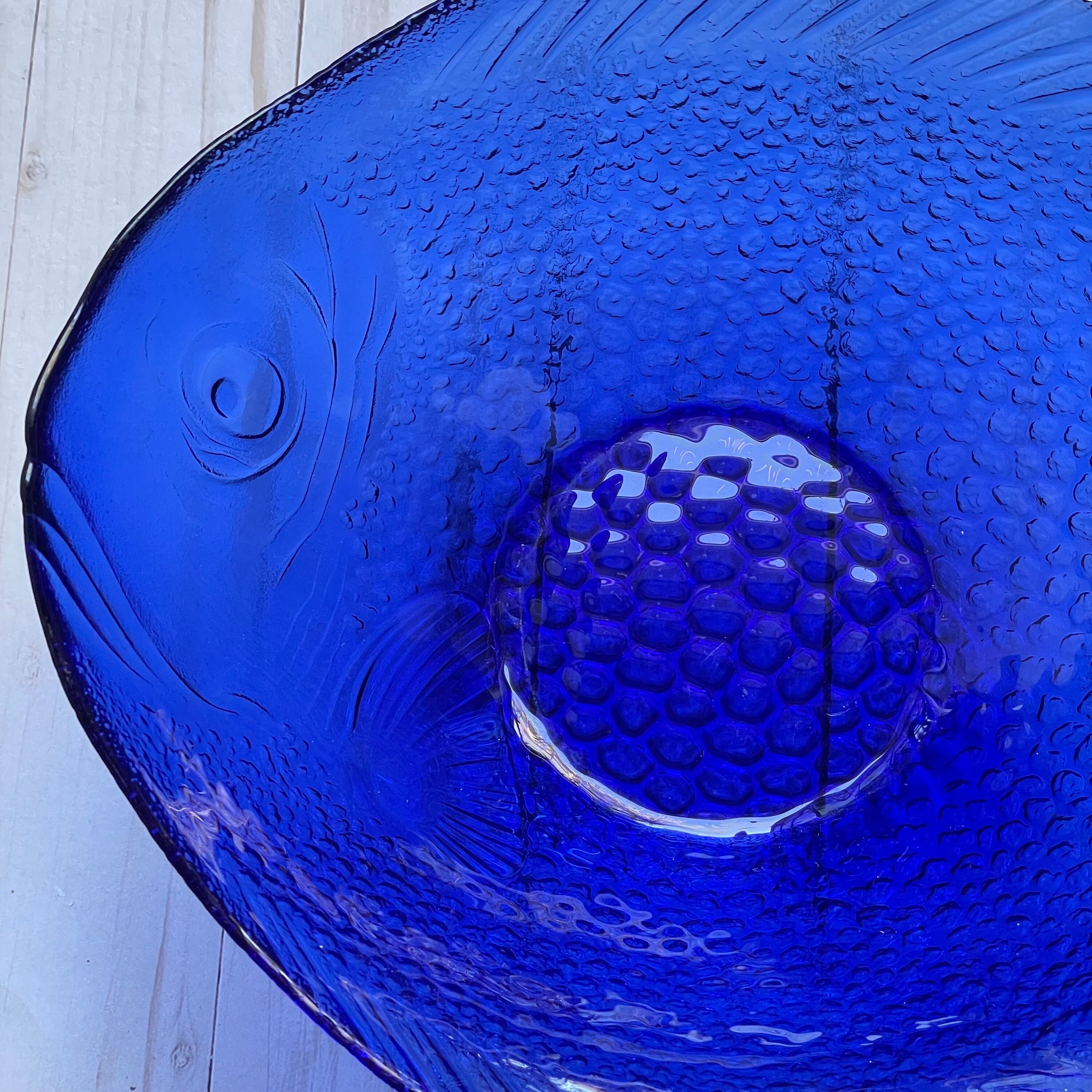 Arcoroc France Cobalt Blue Large Fish Bowl Serving Bowls - Etsy