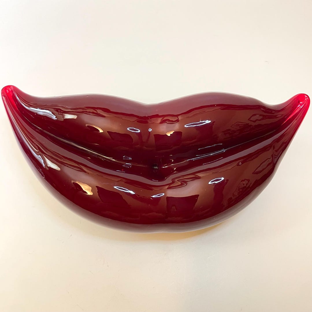 Hand Blown Red Lips Art Glass Sculpture Paperweight - Etsy