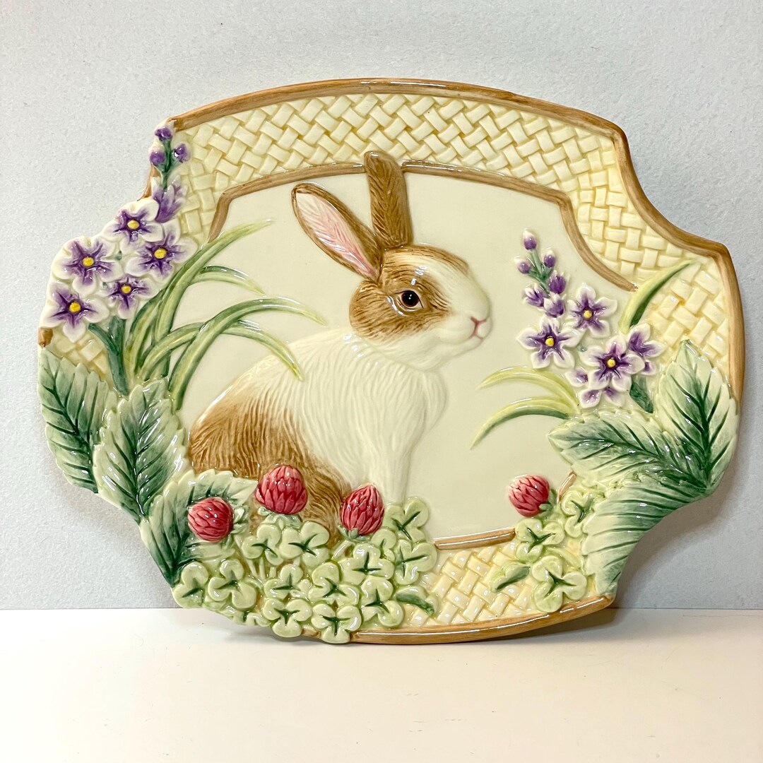 Fitz and Floyd Essentials Botanical Bunny Rabbit Canape Plate - Etsy