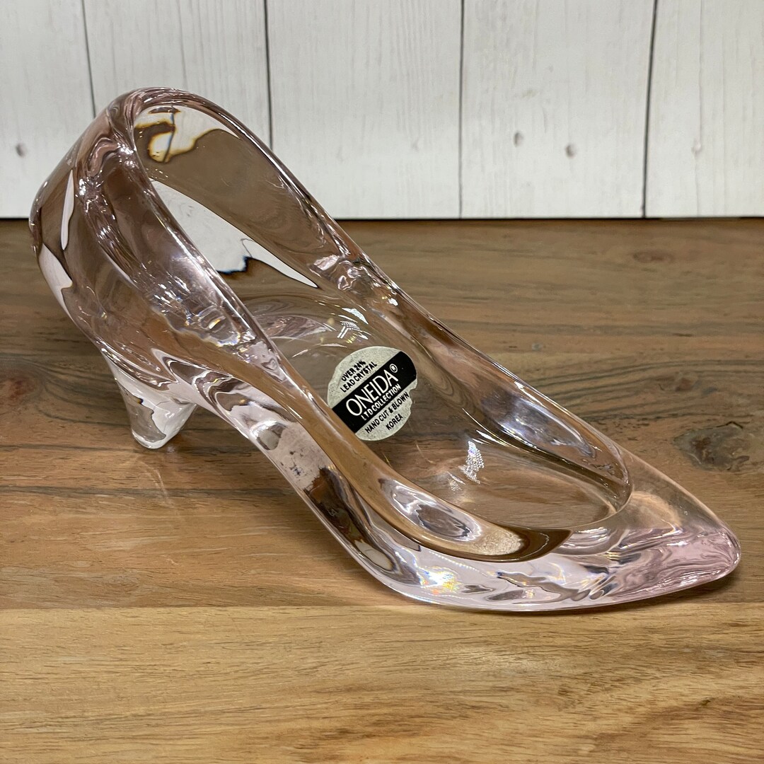 Oneida Crystal Cinderella Pink Glass Slippers Korea - Etsy