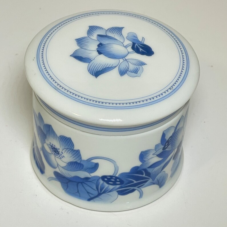 Vintage Estee Lauder Indigo Flower Collection Blue & White Ceramic ...