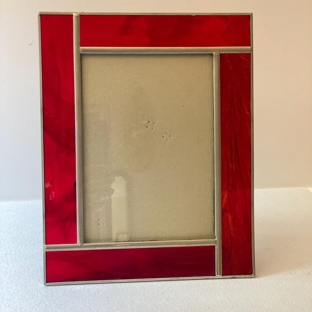 Vintage Red Stained Glass Picture Frame Home Decor - Etsy