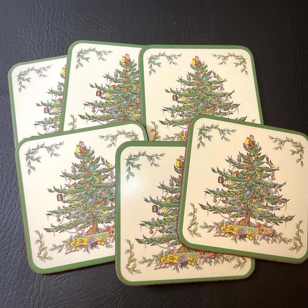 Vintage Spode "christmas Tree" Set of 6 Coasters Made in England - Etsy