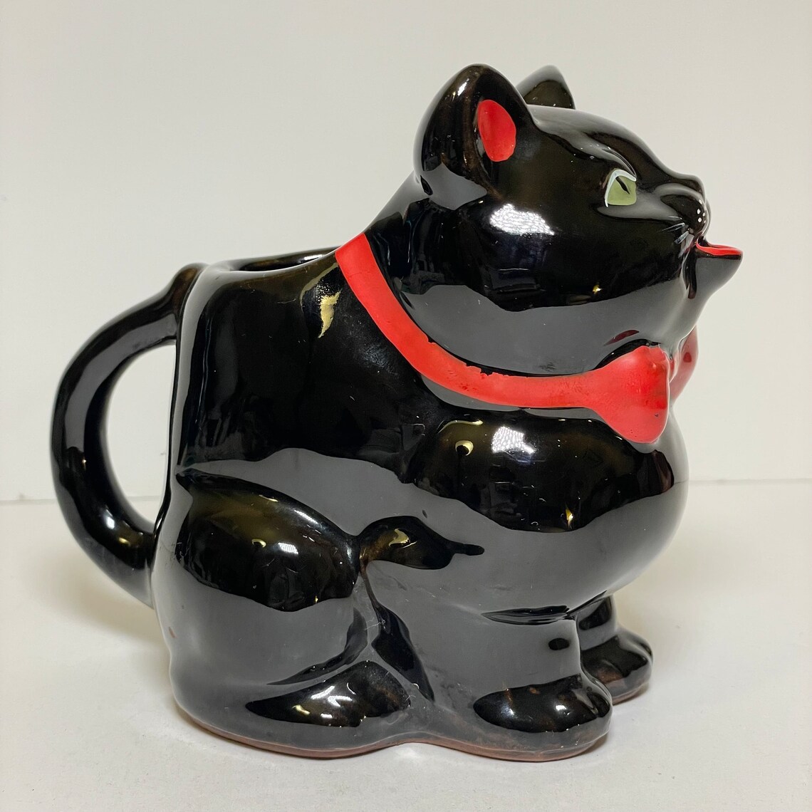 Vintage Redware Black Cat Creamer Figural Small Pitcher - Etsy