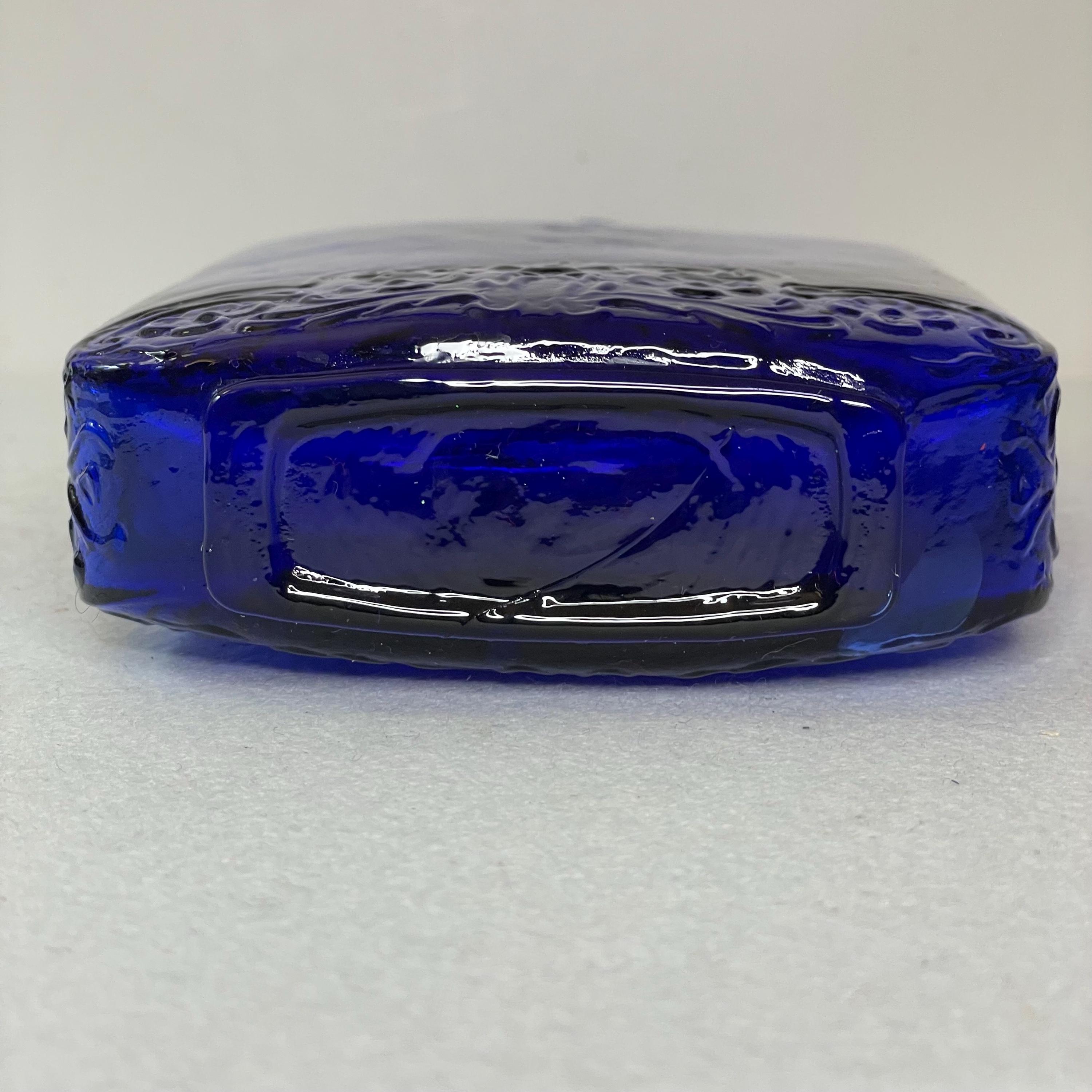 Vintage Cobalt Blue Apothecary Bottle With Scroll Design - Etsy