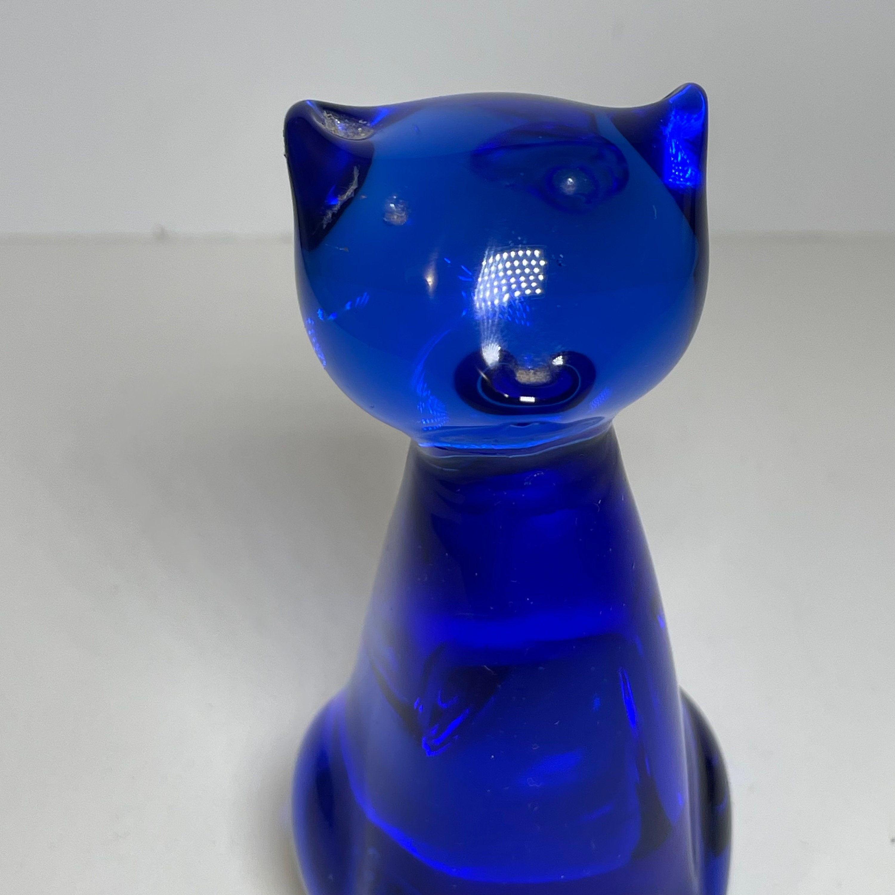 Murano Glass Cobalt Blue Long Tail Sitting Cat Figurine Paperweight - Etsy
