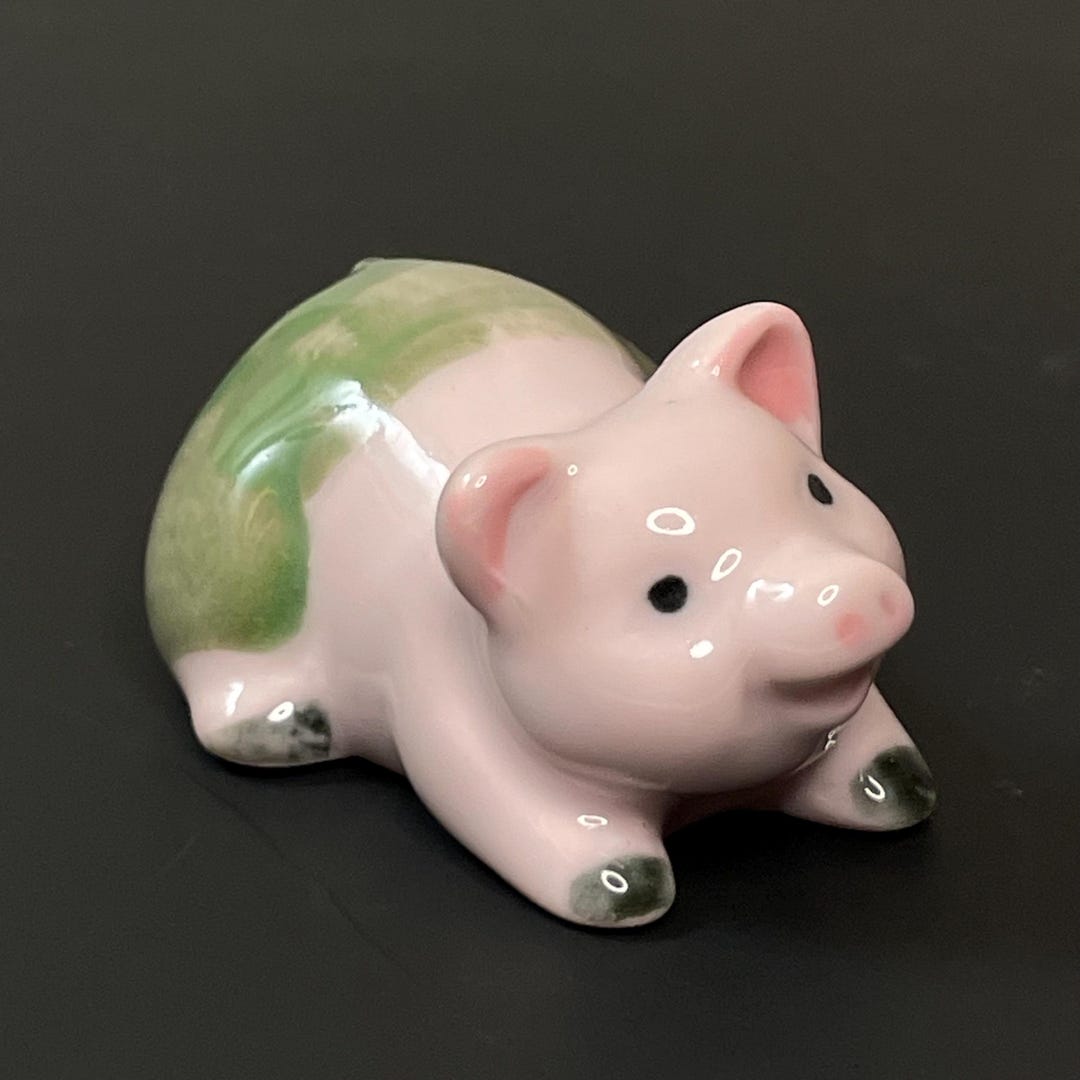 Pink Ceramic Piggy Farmhouse Piglet Pig Miniature Figurine by KM Import ...