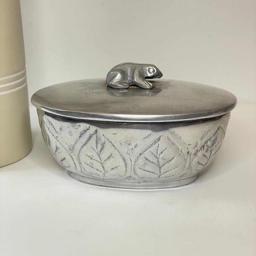 Vintage Paradigm India Frog Toad Pewter Metal Lidded Trinket Box Decor ...