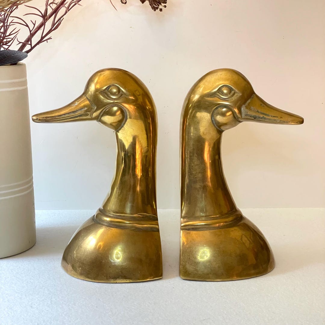 Vintage Solid Brass Duck Head Bust Bookends Set of Two - Etsy