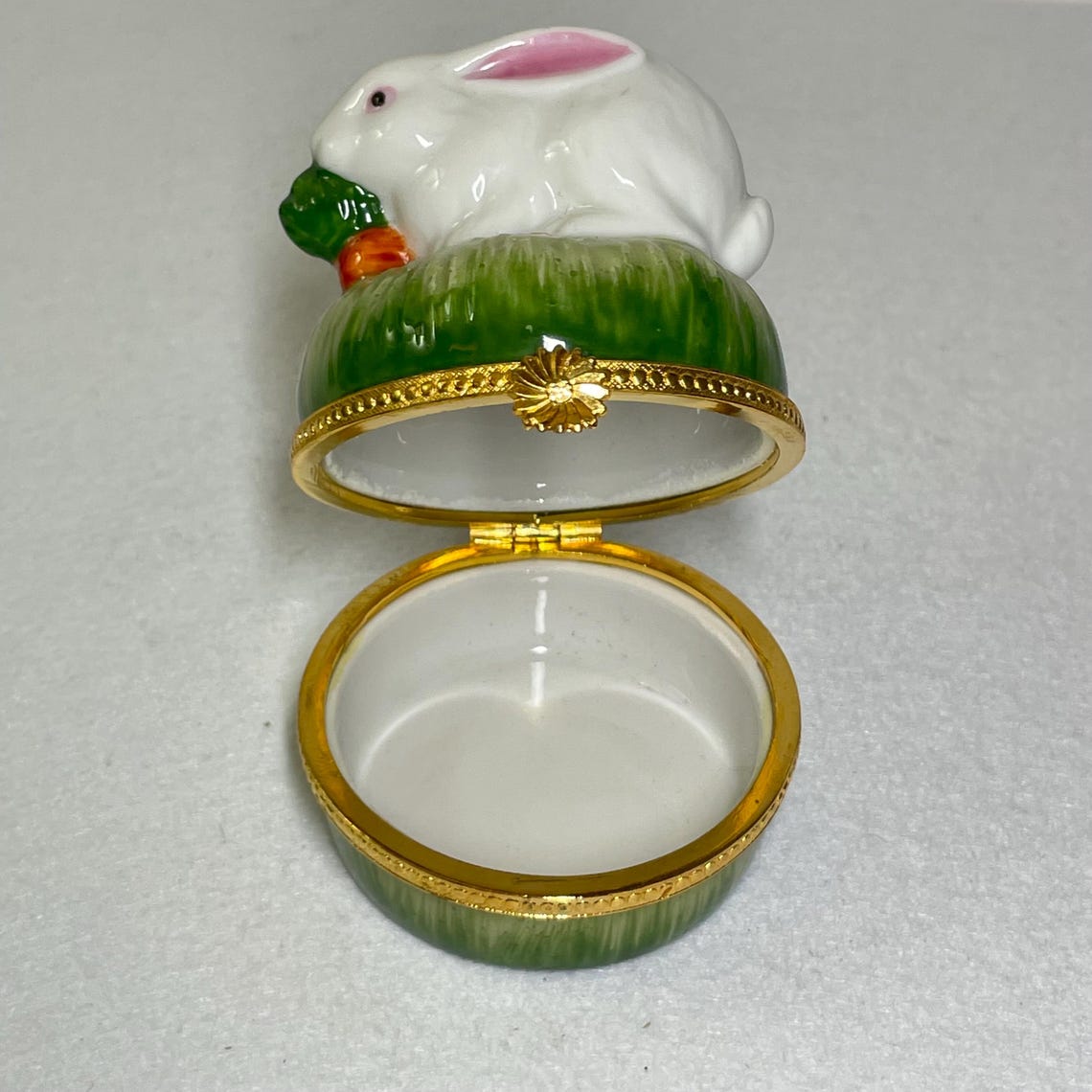 White Bunny Rabbit Ceramic Hinged Trinket Keepsake Box - Etsy