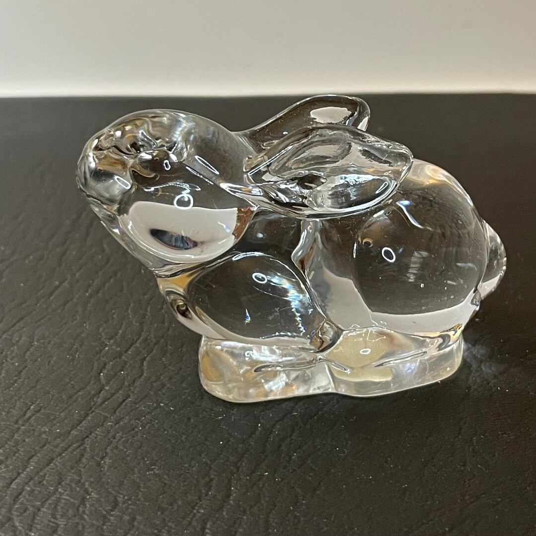 Vintage Clear Glass Bunny Rabbit Paperweight Figurine - Etsy