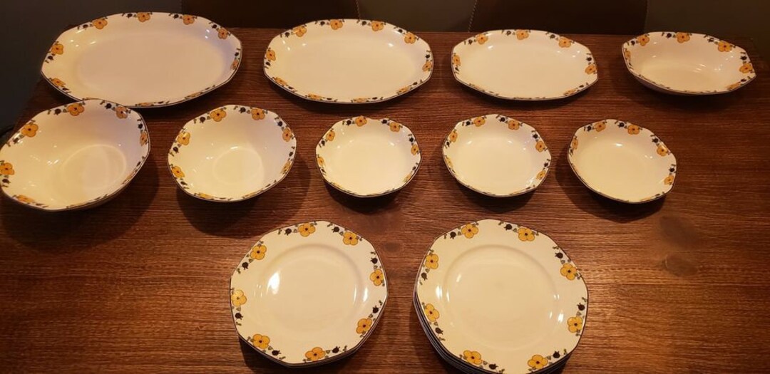RARE Vintage 1920's Homer Laughlin Flower Pattern Dinnerware made 1926 ...