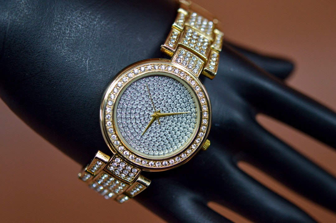 Strada ,gold Tone With Crystals, Womens, Fashion Watch - Etsy