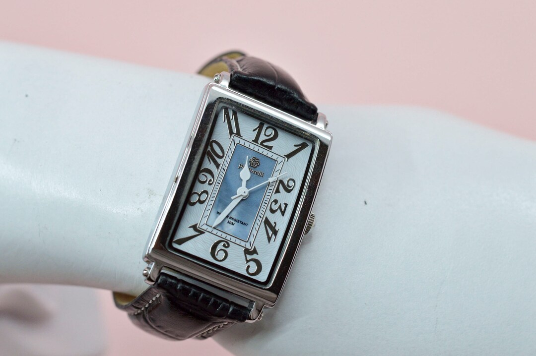 Pastorelli , Steel Tone With Blue Dial and Black Bracelet, Womens ...