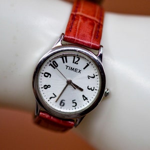 Timex, Silver Tone With White Dial Red Bracelet, Womens Watch - Etsy