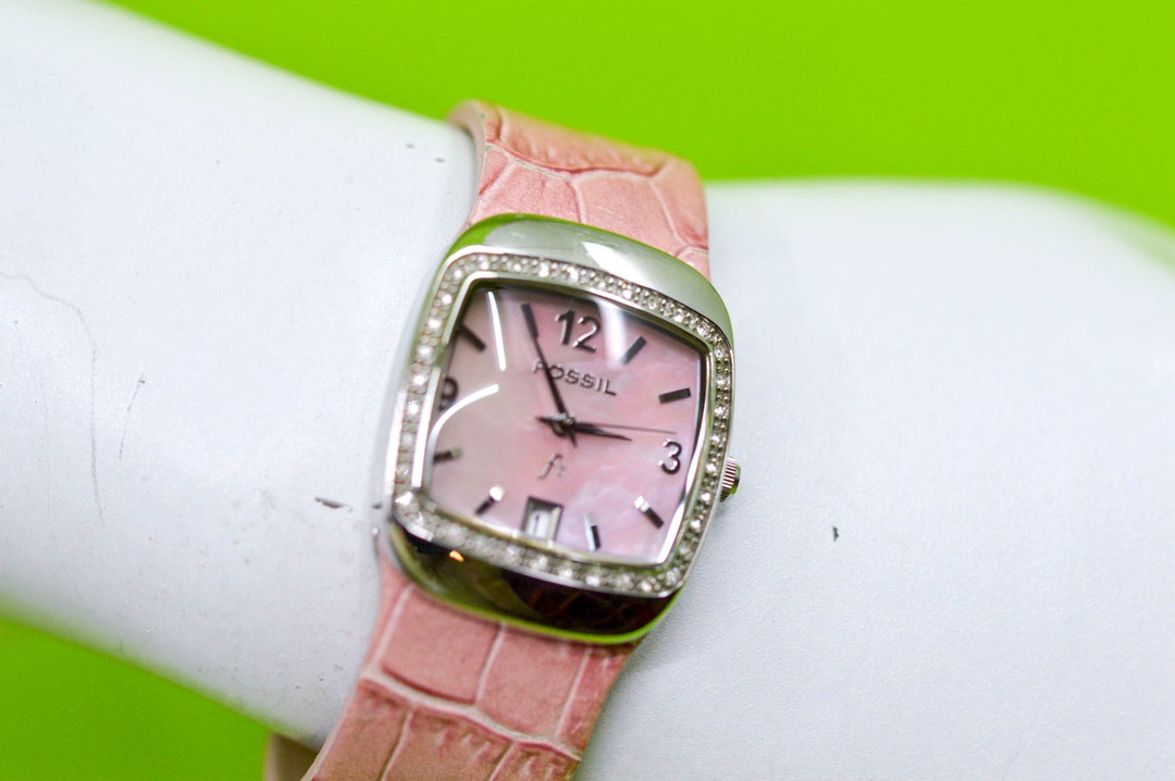 Fossil , Pink Tone With Crystals, Matching Bracelet Womens, Wrist Watch ...