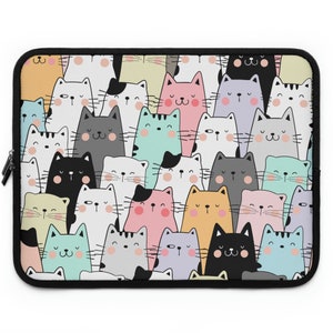 Cute Kawaii Cat Laptop Cover, Cat Laptop Sleeve, 15" 17" Laptop Case ...