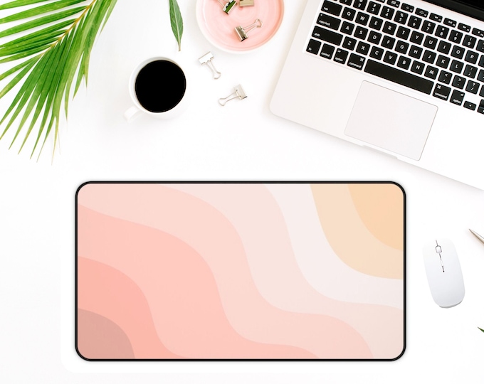 Grey Abstract Dots Desk Mat, Aesthetic Desk Accessory, Cute Workspace ...