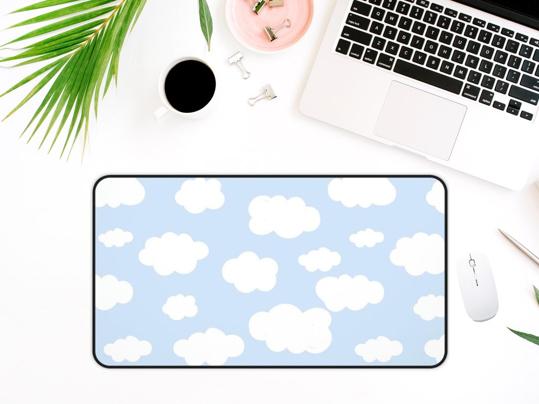 Blue Clouds and Sky Desk Mat, Blue Desk Mat, Aesthetic Desk Accessory ...