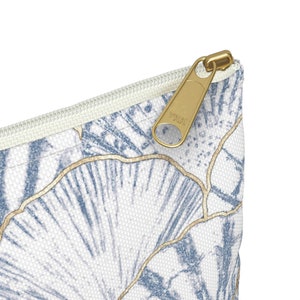 Sea Shell Zipper Pouch, Blue Makeup Organizer, Coastal Makeup Bag ...