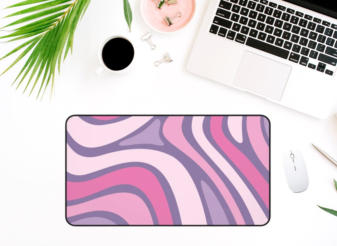 Pink Retro Deskmat Boho Deskmat Abstract Desk Mat, 70s Desk Pad, Desk ...