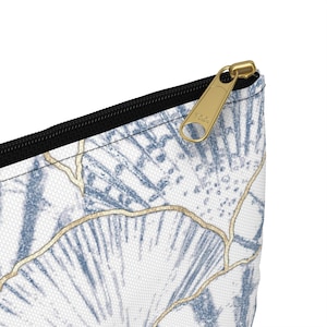 Sea Shell Zipper Pouch, Blue Makeup Organizer, Coastal Makeup Bag ...