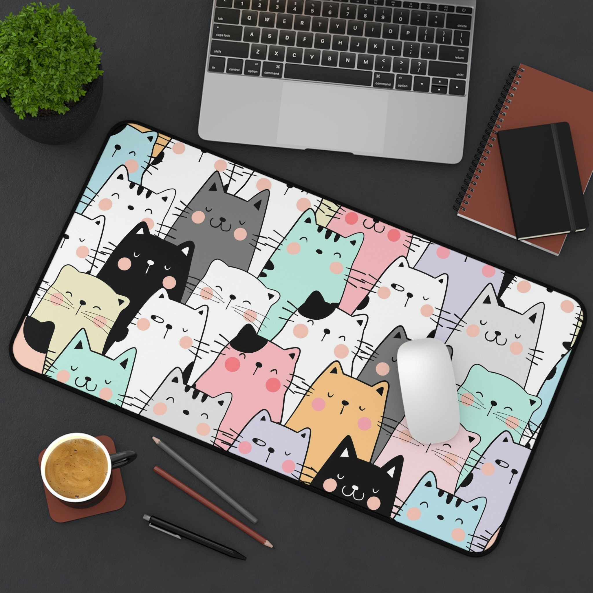 Cat Desk Mat Kawaii Cat Deskmat Boho Deskpad Gift for Cat - Etsy