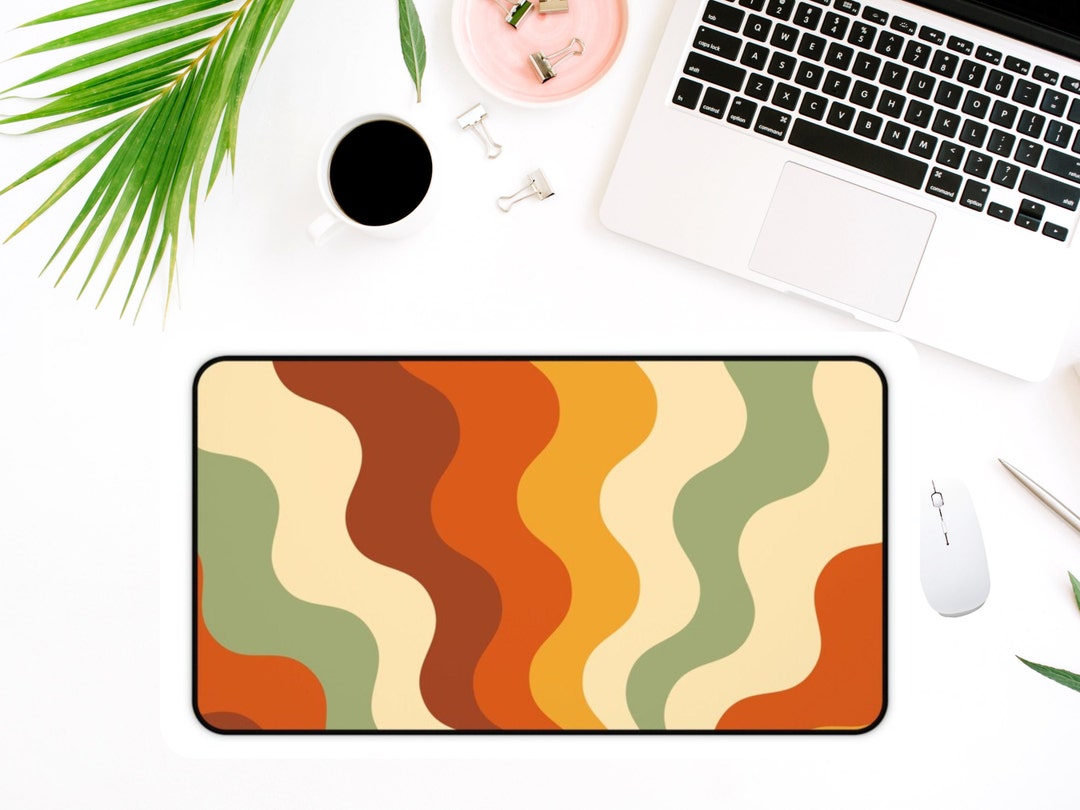 Retro Desk Mat, Boho Desk Mat, Large Mousepad, Office Gift for Her ...