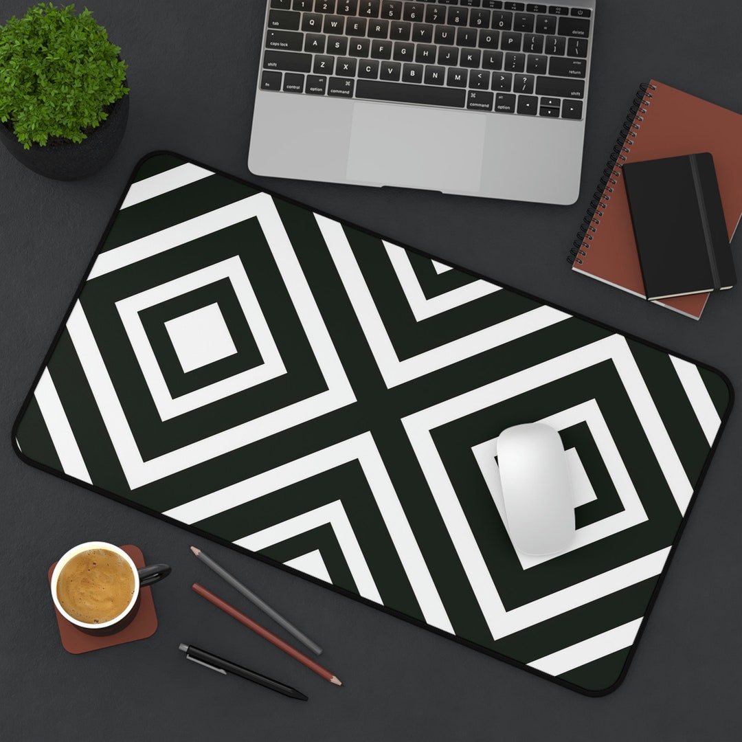 Black Geometric Extra Large Desk Mat, Office Room Decor Gift for Friend ...
