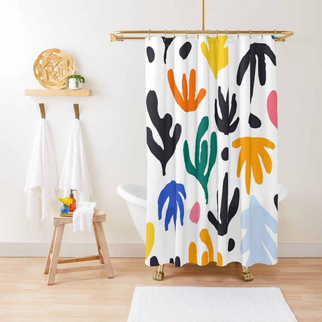 Abstract Shower Curtain Boho Mid-century Abstract Patterns Trendy ...