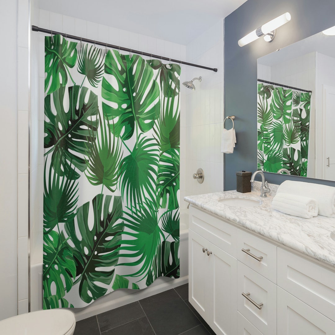 Tropical Shower Curtain, Palm Leaves Shower Curtain, Nature Lover ...