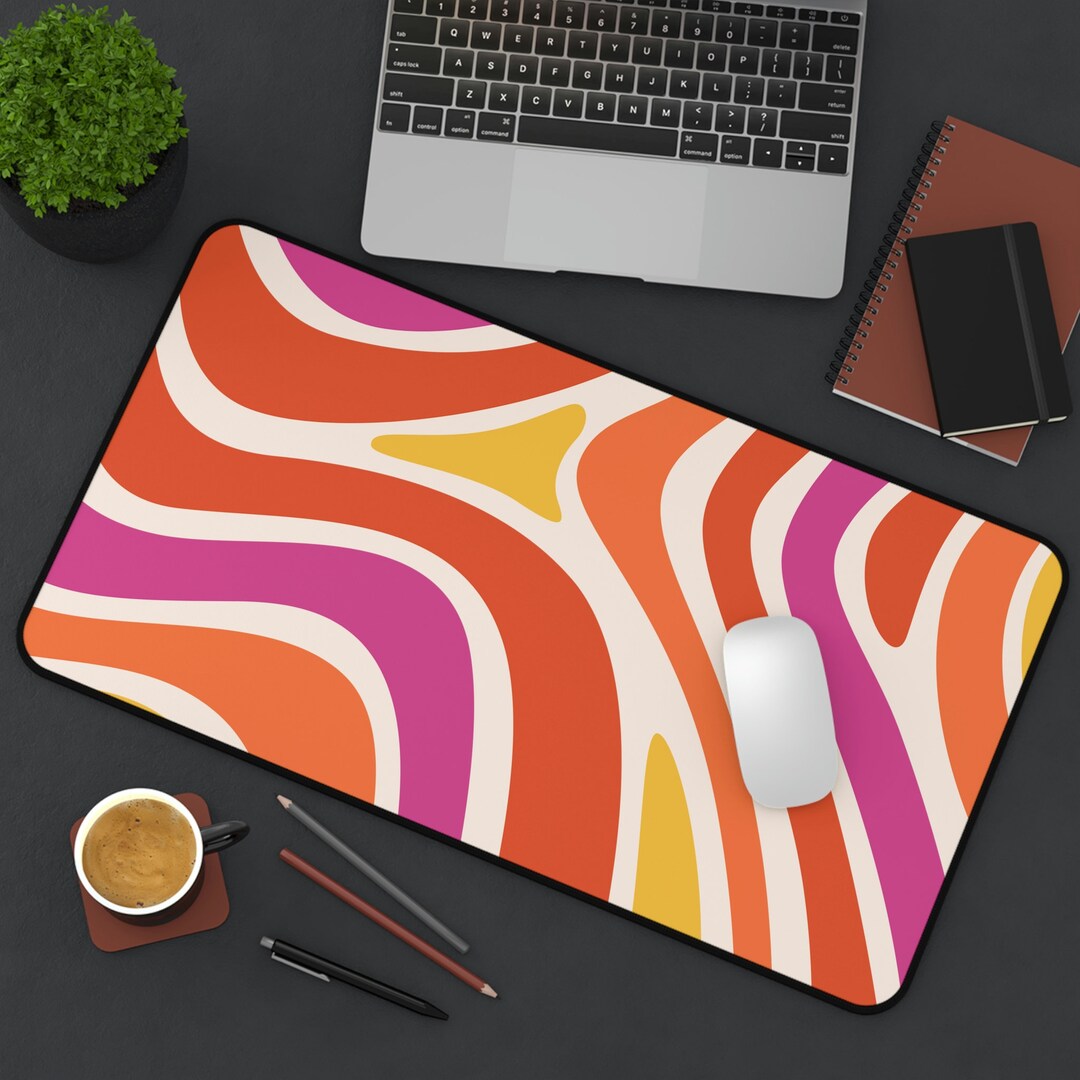 Retro Deskmat Abstract Deskmat Boho Desk Pad 70s Desk Pad - Etsy