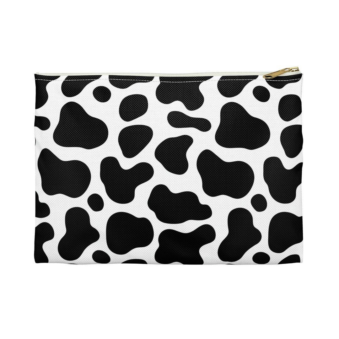 Cow Print Zipper Pouch, Cow Gifts, Black and White, Makeup Bag, Travel ...