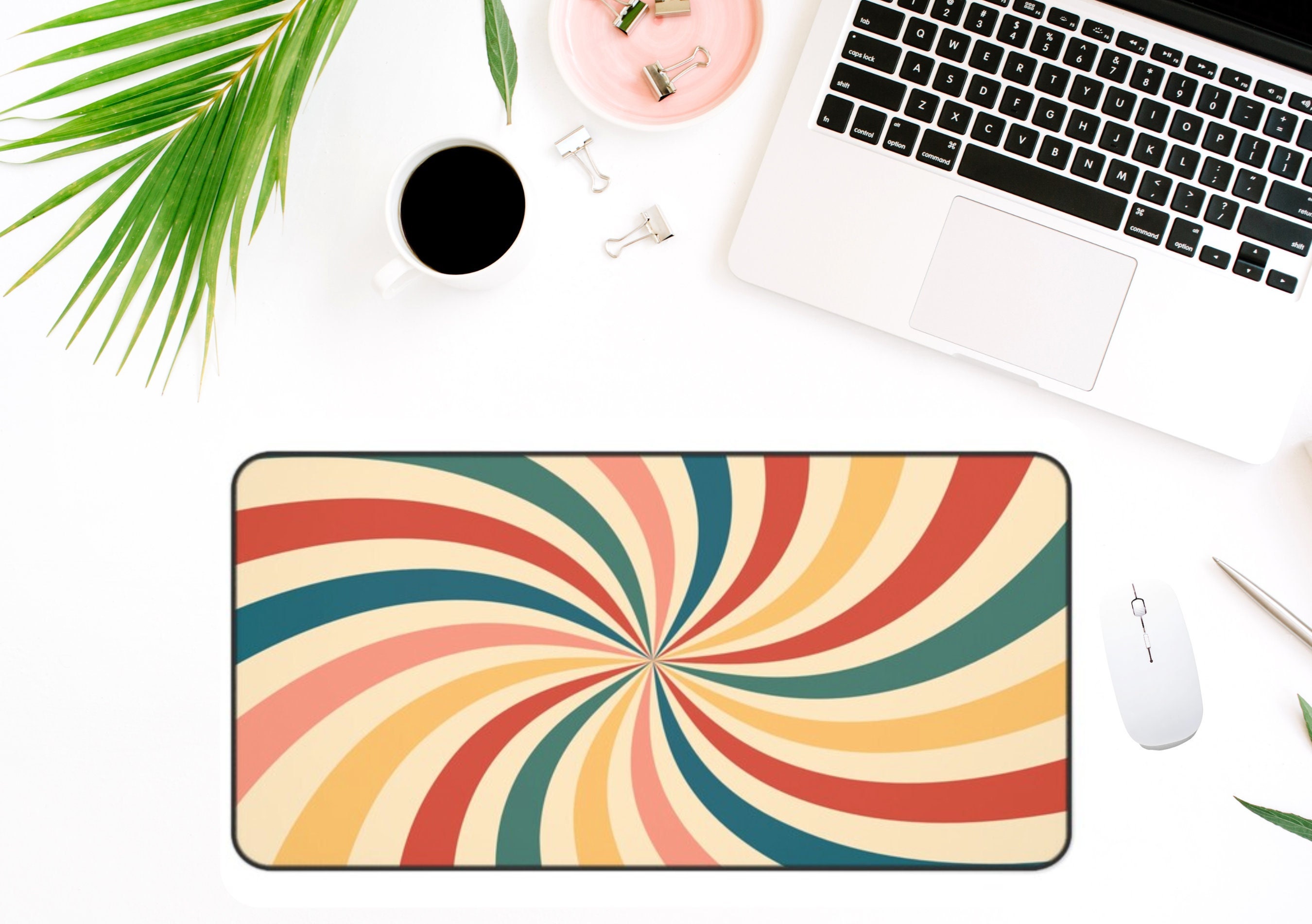 Wavy Retro Deskmat Retro Boho Desk Mat, 70s Retro Desk Pad, Cute ...