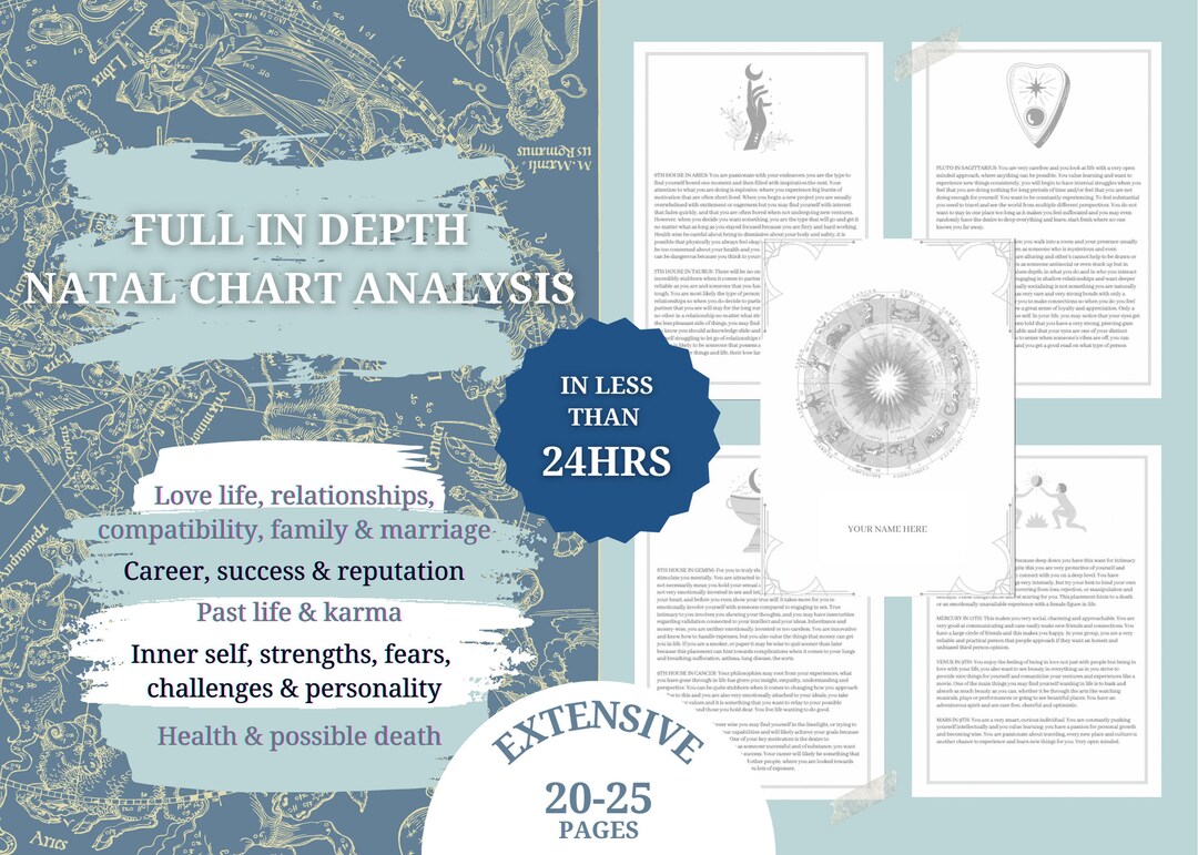 FULL in Depth Natal Chart Reading Birth Analysis, Personalized Career ...