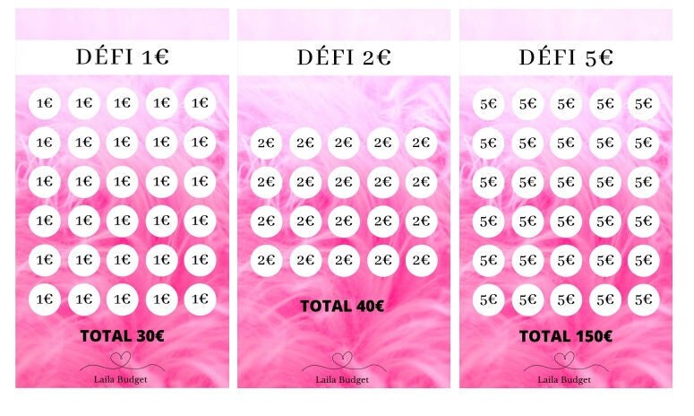 Défi 1, 2, 5 et 10 euros + organisation budget x 6| Tracker défi budgétaire A6 | PDF sur un ...