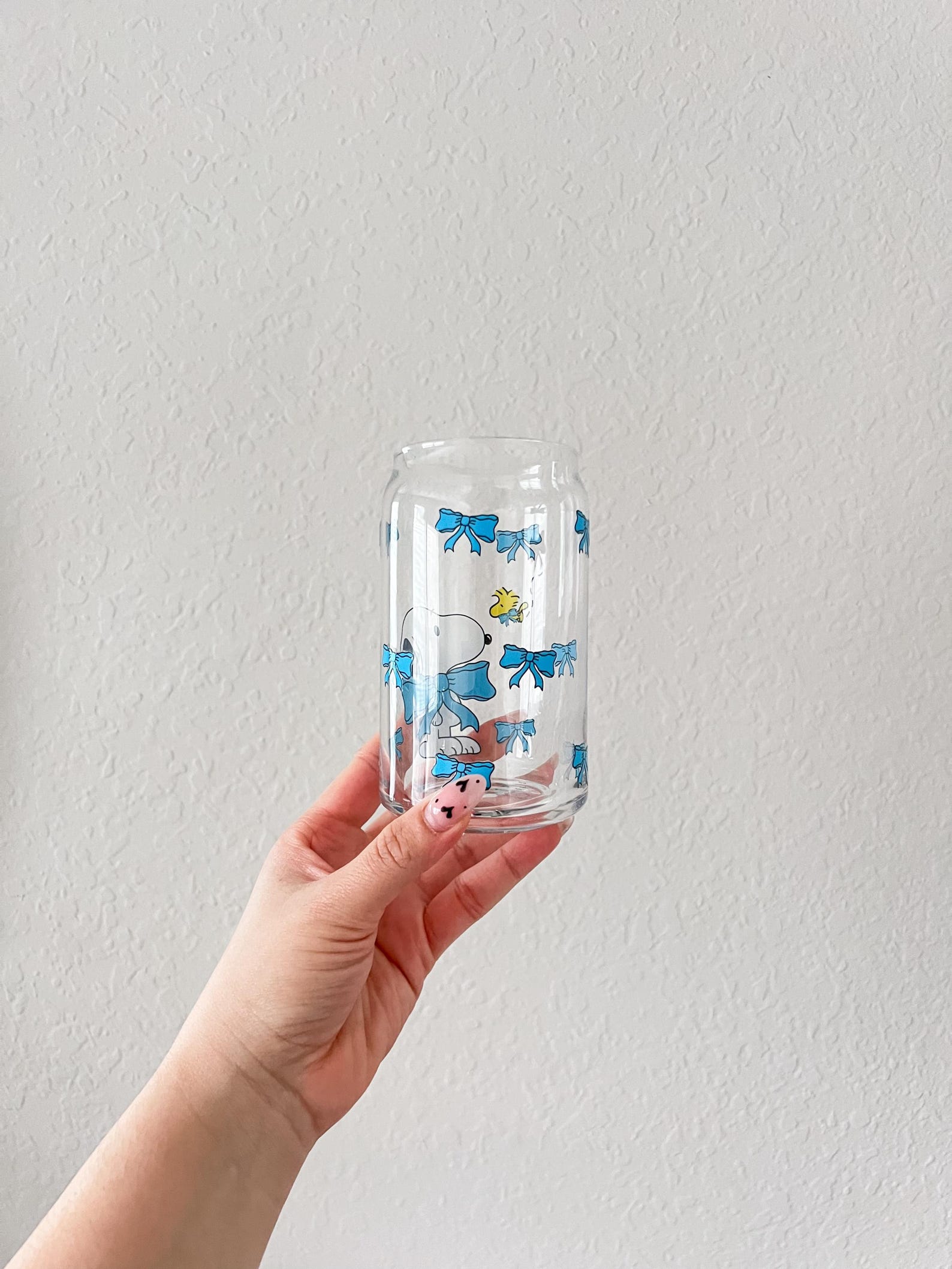 Coquette Snoopy- Glass Cup- Iced Coffee and More - Etsy